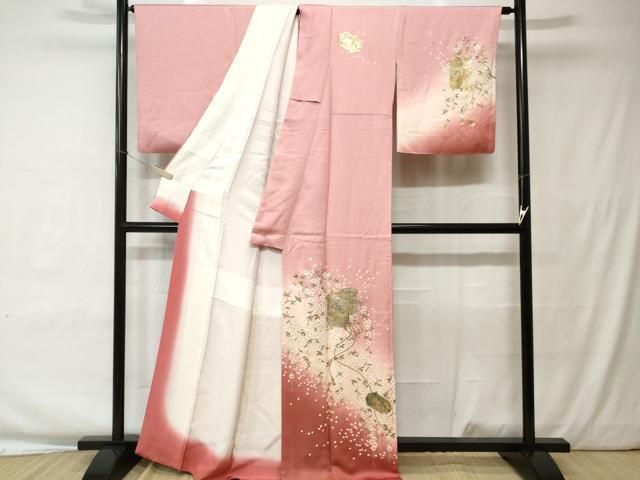 平和屋着物○訪問着 流水舞桜文 暈し染め 金彩 正絹 逸品