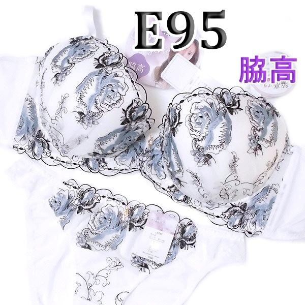 [格安]34[E95&4L]pan cute脇高・美胸ブラショーツセット ホワイト ターコイズブルー＆ブラックレース 新品未使用 - メルカリ