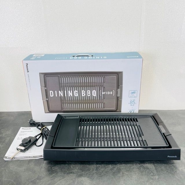 ピーコック 電気焼肉器 【中古】動作保証 Peacock WY-E130 2023年製 幅47cmのワイドプレートを備えた減煙焼肉器 黒/511200 - メルカリ