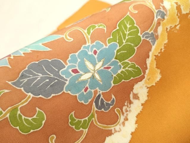 平和屋着物○塩瀬 つけ帯 鳳凰花唐草文 銀糸 正絹 逸品 CAAT8044hy