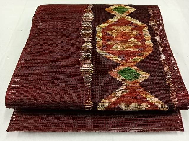 平和屋着物●本場筑前博多織　八寸名古屋帯　立涌横段文　生成り色　正絹　逸品　DAAV9031ob 平和屋着物○本場筑前博多織 八寸名古屋帯 立涌横段文