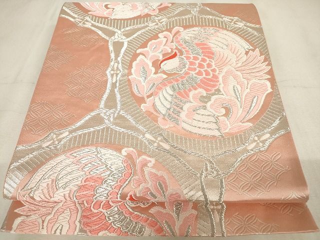 平和屋着物○六通柄袋帯 唐織 鳳凰違い棚枝花文 金銀糸