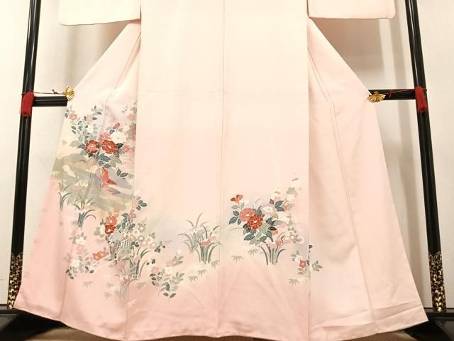 平和屋着物○訪問着 鴛鴦草花文 暈し染め 金彩 正絹 逸品 CAAX0863vf