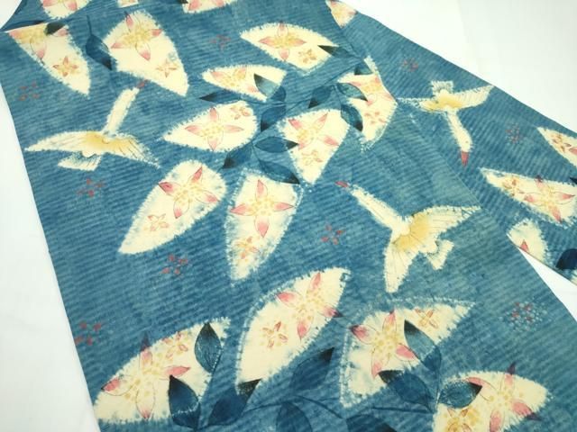 平和屋本店□希少 型絵染染色家・鈴木紀絵 九寸名古屋帯 手描き 絞り