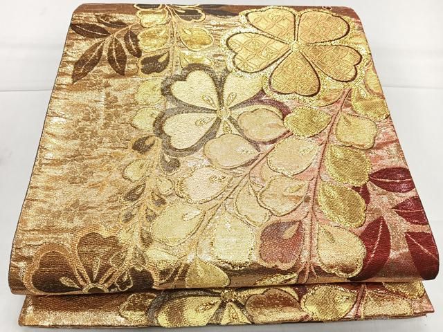 平和屋本店 極上 洛風林 工芸帯地 六通柄袋帯 花籠文