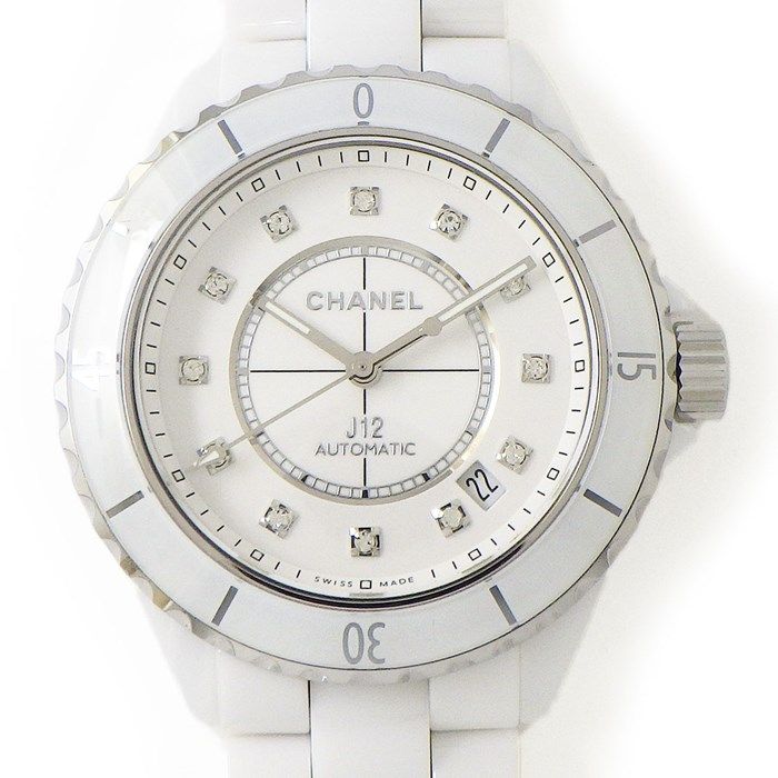 シャネル CHANEL 腕時計 J12 キャリバー12.1 H5705 12ポイント ダイヤインデックス ホワイト文字盤 デイト 裏スケ 逆 ...
