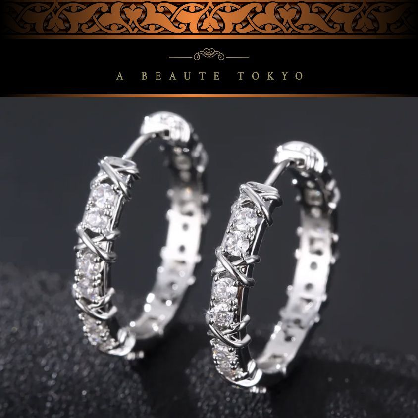新品 輝き保証 デザイン フープ ピアス SONAダイヤモンド シルバー silver925 ジュエリーポーチ 保証書 メンズ レディース リング 輪っか - メルカリ