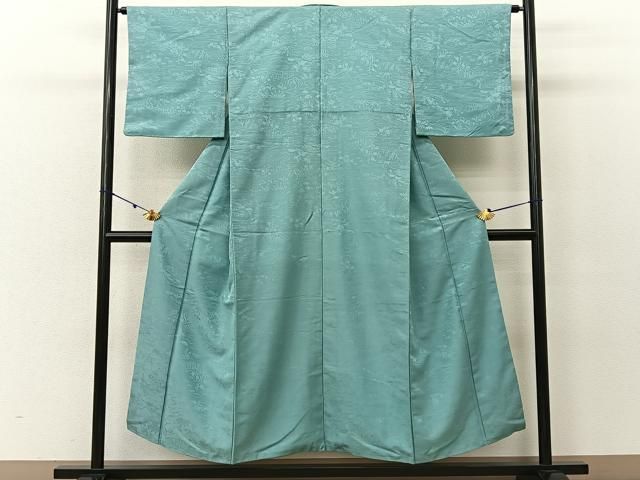 平和屋着物□上質な色無地 流水風景地紋 瓶覗色 正絹 逸品