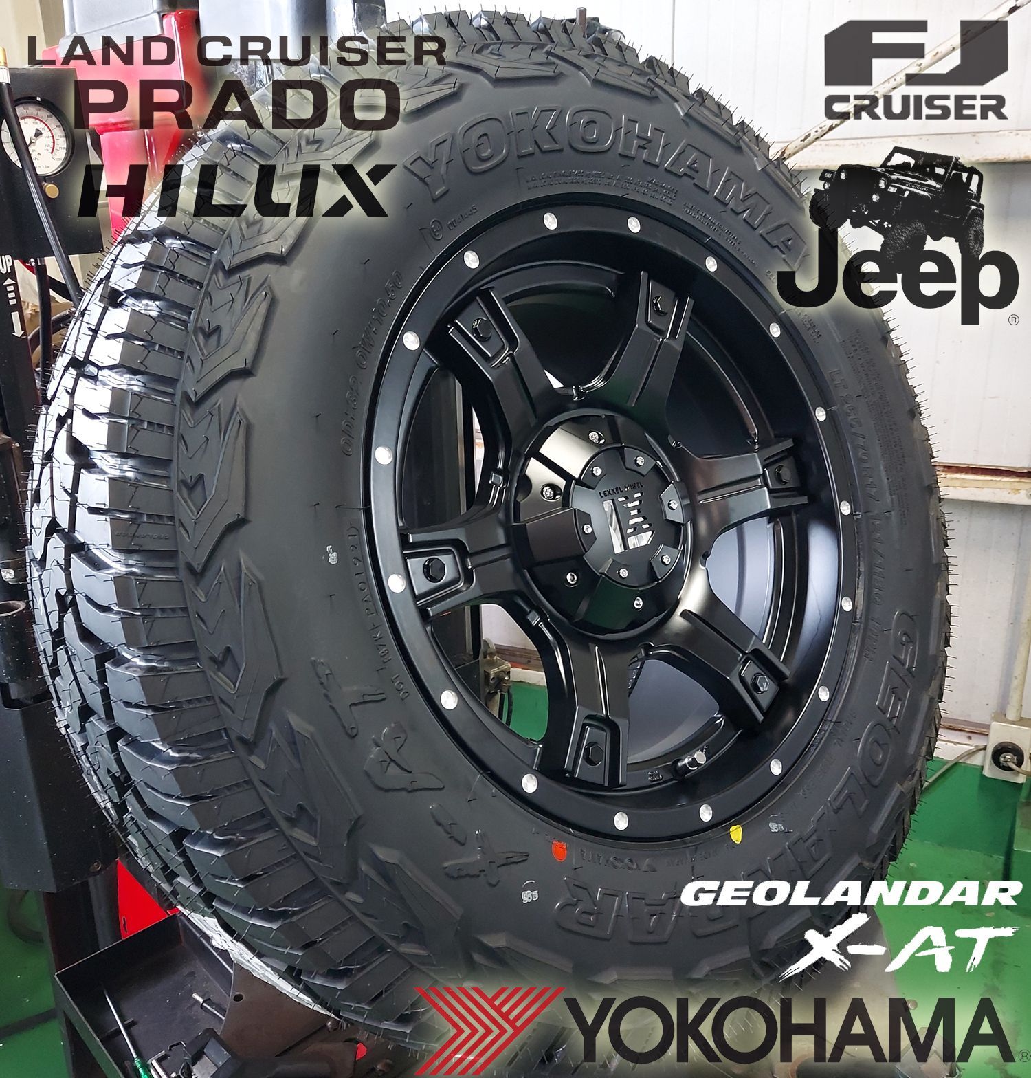 ジープ JK JL ラングラー エクスプローラー 17インチ LEXXEL OutLaw アウトロー ヨコハマ ジオランダー X-AT 265/70R17 265/65R17 285 ...