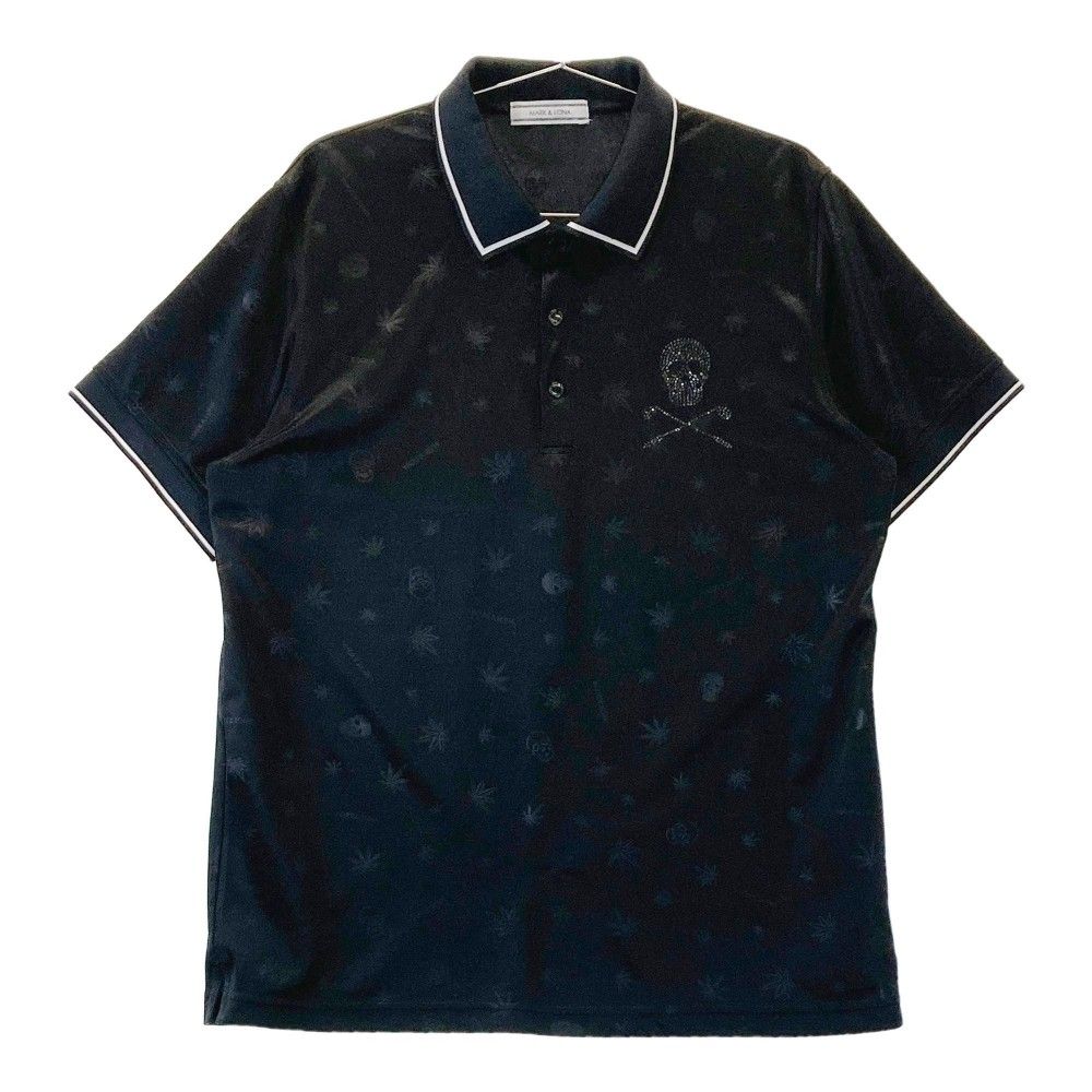 サイズ：XL MARK&LONA マークアンドロナ 半袖ポロシャツ もみじ スカル 総柄 ブラック系 [240101431713] ゴルフウェア メンズ ストスト - メルカリ
