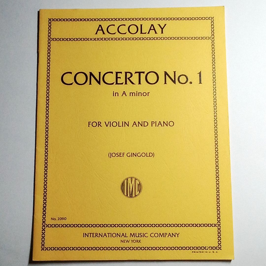 ACCOLAY CONCERTO No.1 in A minor FOR VIOLIN AND PIANO バイオリン ピアノ 楽譜 ...