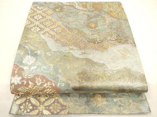 平和屋着物○六通柄袋帯 名物裂 明日香切嵌 金糸 正絹 逸品