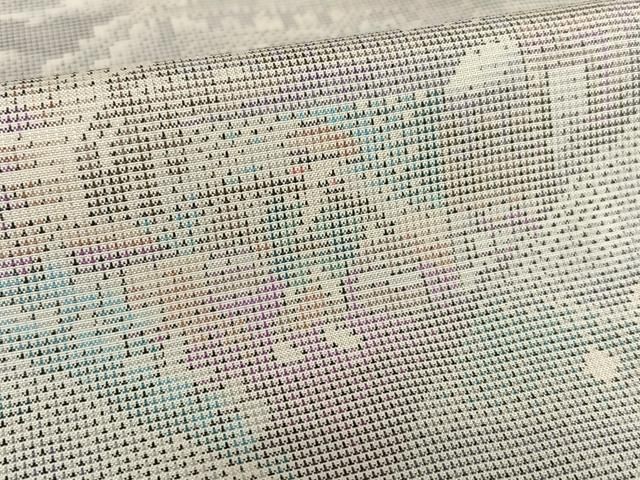 平和屋着物○本場大島紬 白大島 カタス7マルキ 人物風景花文 正絹 逸品