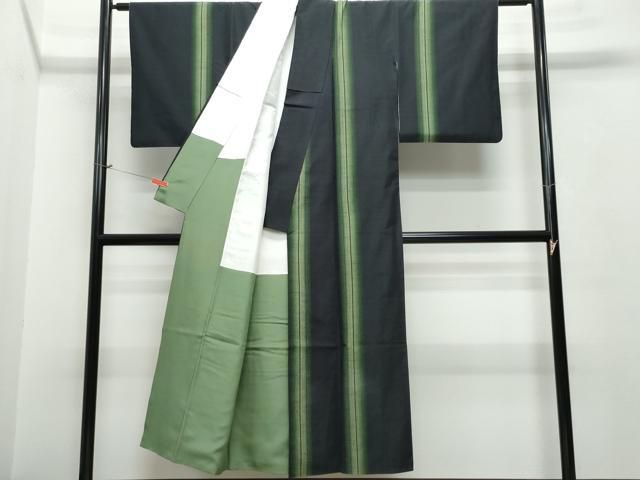 平和屋着物▽上質な紬 単衣 縞 正絹 逸品 DAAT9729az