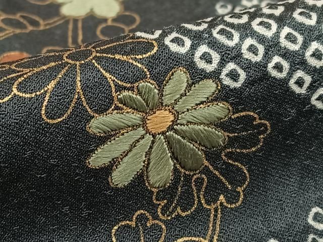 平和屋着物○訪問着 刺繍 草花文 正絹 逸品 AAAY6516zg
