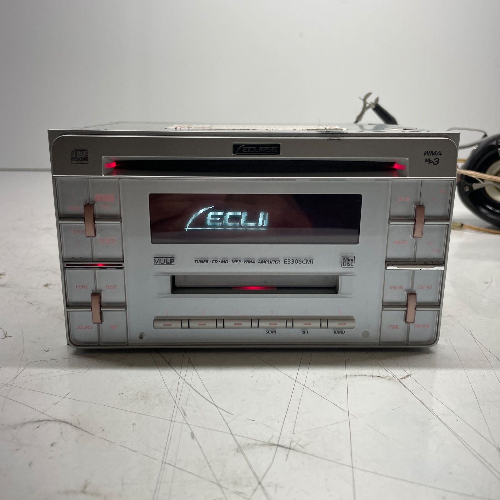 ECLIPSE イクリプス E3306CMT 2DIN 122001-91400141 CD MD FM AM MP3 WMA AMPLFIER プレーヤー オーディオ 動作確認済み ...