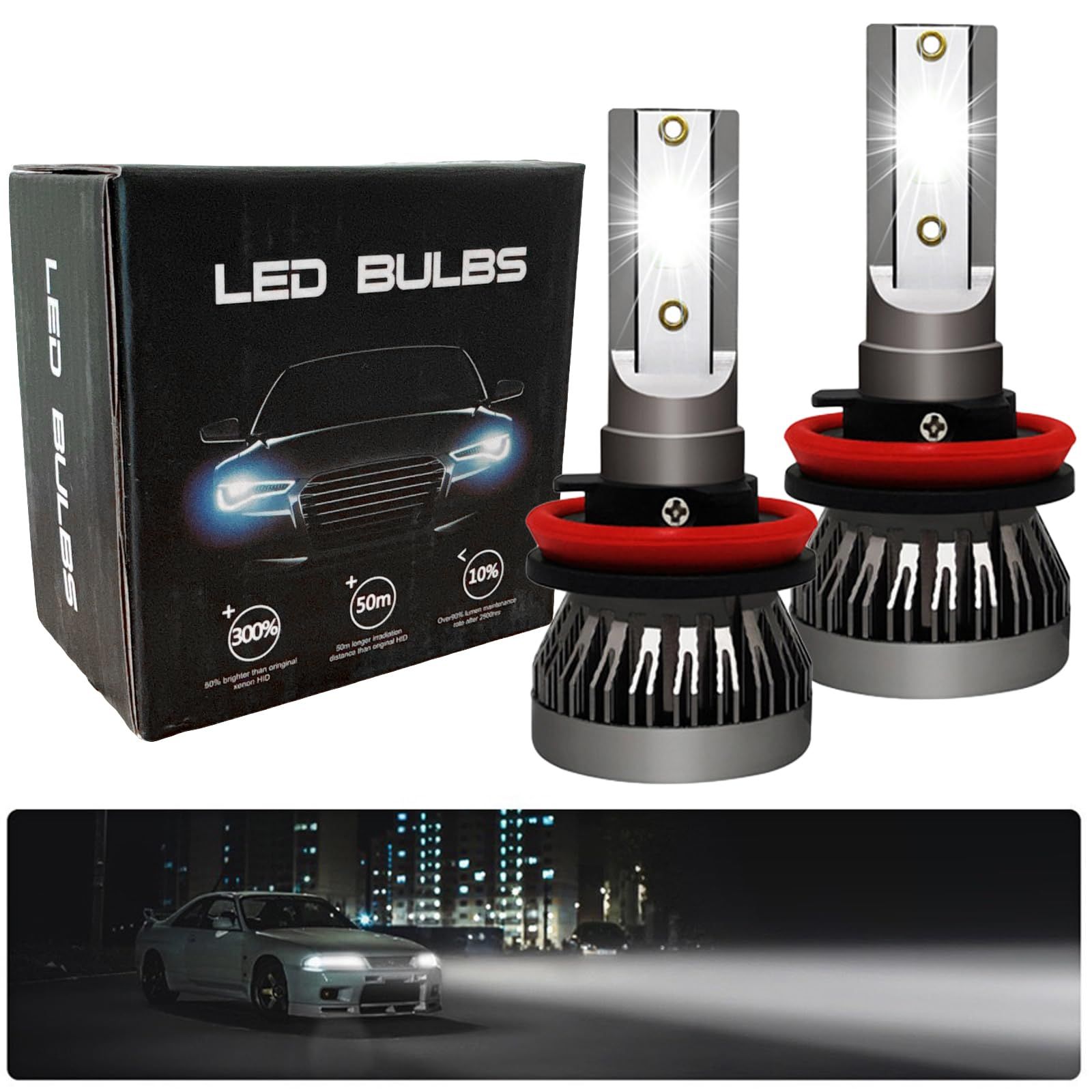 Meliore フォグランプ LED H8 H9 H11 H16 爆光 ヘッドライト フォグ バルブ 車検対応 12V 6000K 16000lm ホワイト [H8/H9/H11/H16 ...