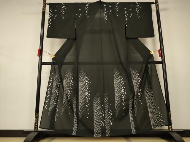 平和屋着物＊夏物 色留袖 紗 生紬 枝葉文 正絹 逸品 AABA2851jd