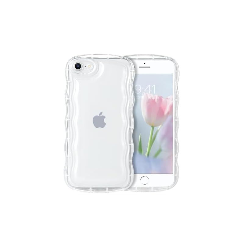 VENINGO iPhone SE用ケース iPhone SE3ケース クリア ウェーブ おしゃれ TPU 韓国 かわいい 可愛い スマホケース 人気 アクキー アクスタ シンプル 滑り止め ...