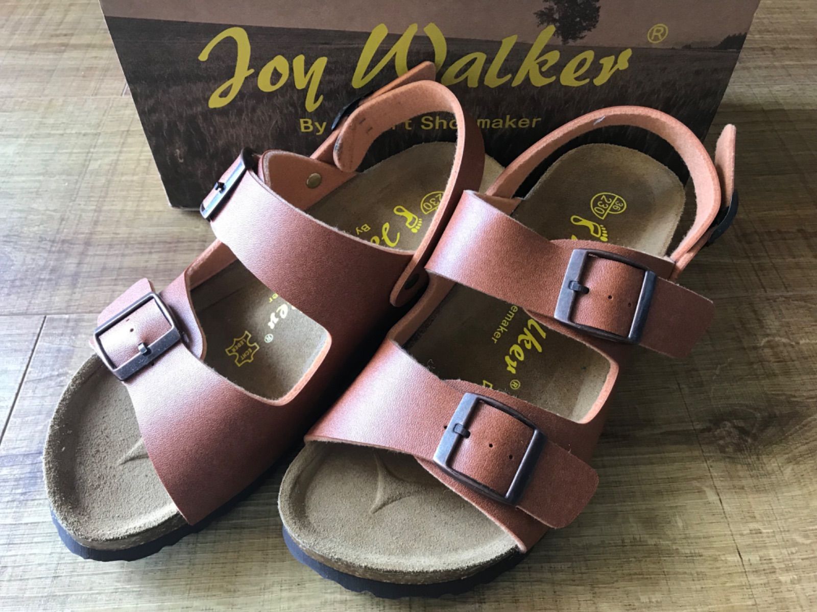 ジョイ ウォーカー joywalker バックストラップ ダブルベルト ウェッジソール サンダル 35/22.5cm ブラウン - メルカリ