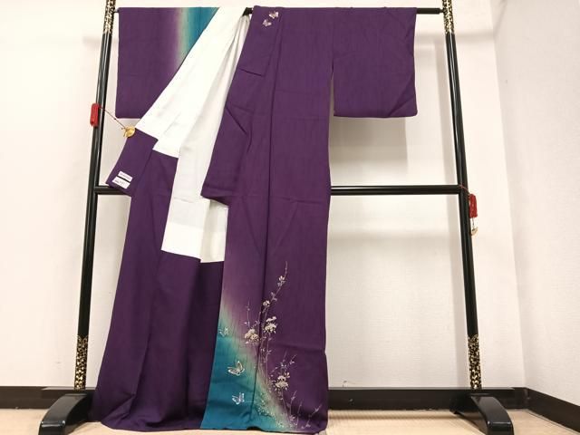 平和屋着物○訪問着 花蝶文 暈し染め 金彩 やまと誂製 正絹 逸品