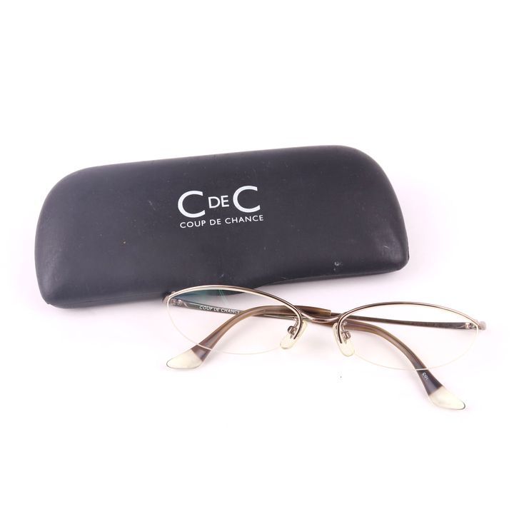クードシャンス メガネ 度有 ハーフリム チタンフレーム ブランド レディース 53 15-132サイズ ブラウン COUP DE ...