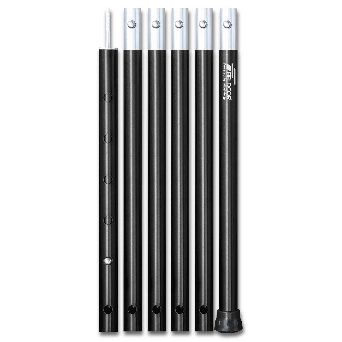 伸縮 4段階 プッシュピン 分割式 70～230cm 調節可能 キャンプ 6本連結 直径24mm タープ アルミテントポール FIELDOOR ...