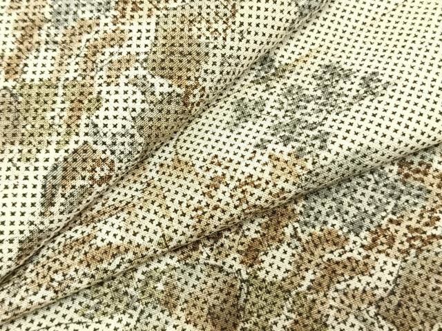 平和屋着物▽上質な紬 単衣 樹林文 正絹 逸品 AABC0585fy