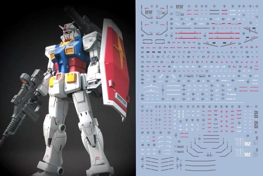 ORIGIN RX-78-02 THE 1/144 (HG ディテールアップ用水転写式デカール MS ロボット ガンダム用) RE PG MG RG HG 蛍光!! - メルカリ