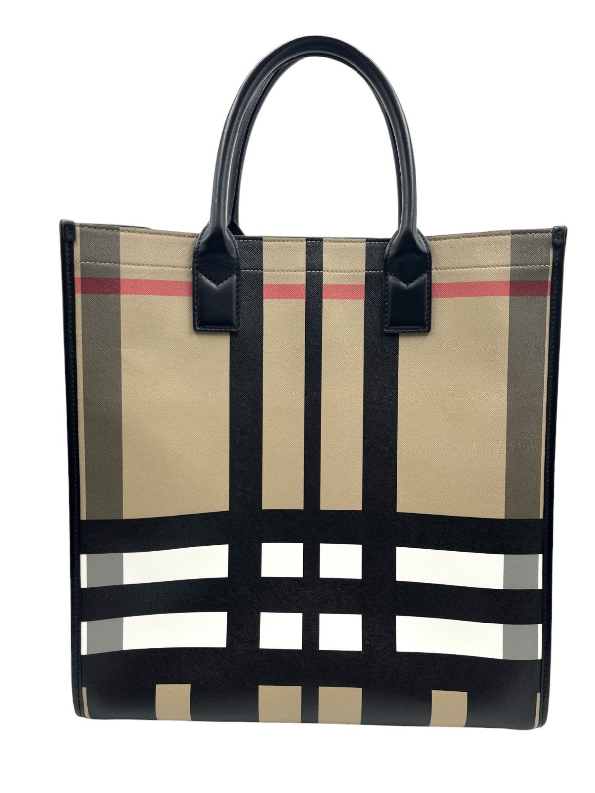 【中古美品】BERBERRY バーバリー トートバッグ チェック レザー メンズ スライスチェック&レザートート ストラップ無し - メルカリ