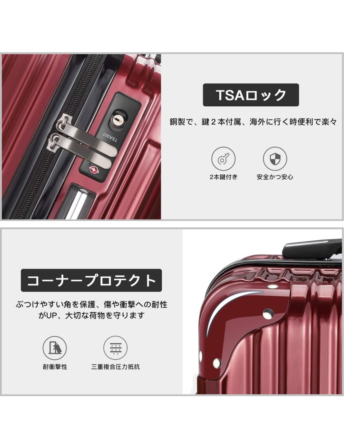 VARNIC スーツケース キャリーバッグ キャリーケース 超軽量 大型 静音 ダブルキャスター 耐衝撃 360度回転 TSAローク搭載 ファスナー式 旅行 ビジネス 出張 (S サイズ(40 ...