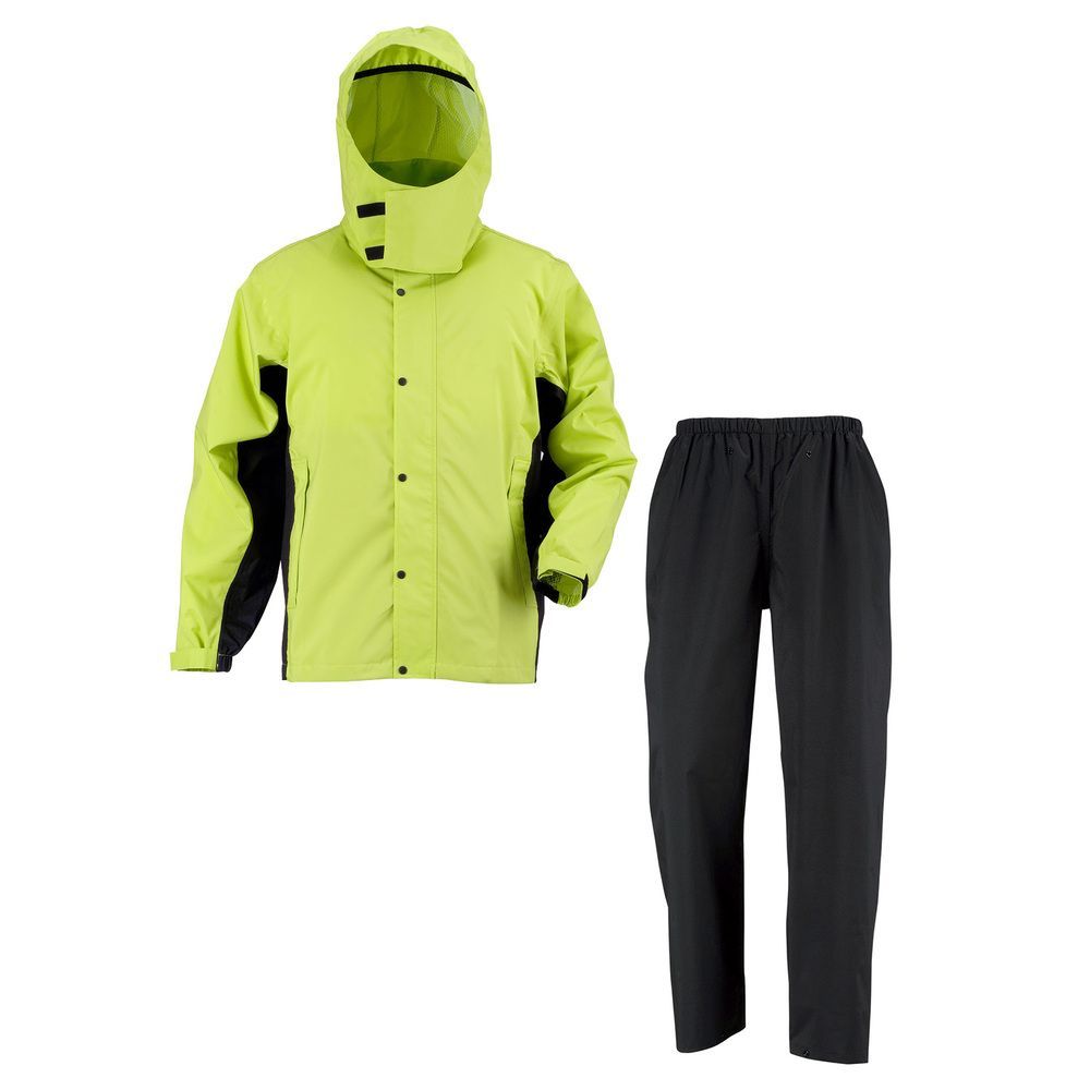 ☆ ライム ☆ LLサイズ ☆ DOQMENT レインスーツエボリューション 7521 kajimeiku カジメイク レインスーツ フード取り外し可能 レインウェア レインコート 雨具 ...