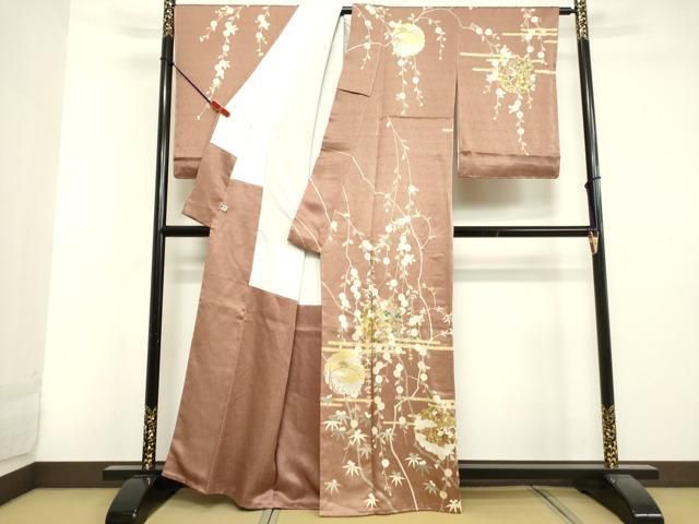 平和屋着物○ぜんまい紬 変わり間道 正絹 逸品 DAAU5622ps
