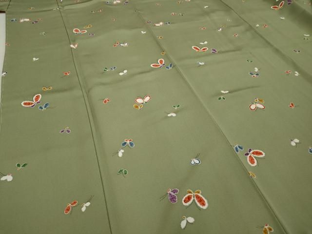 平和屋着物＊夏物 小紋 絽 流水草花文 洗える着物 AAAY0669st