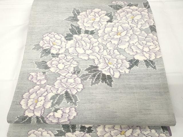 平和屋着物○小千谷紬 更紗草花文 正絹 逸品 CAAW7987yc