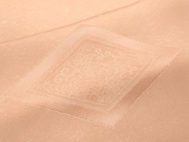 平和屋着物▽上質な色無地 単衣 鹿の子草葉地紋 薄卵色 正絹