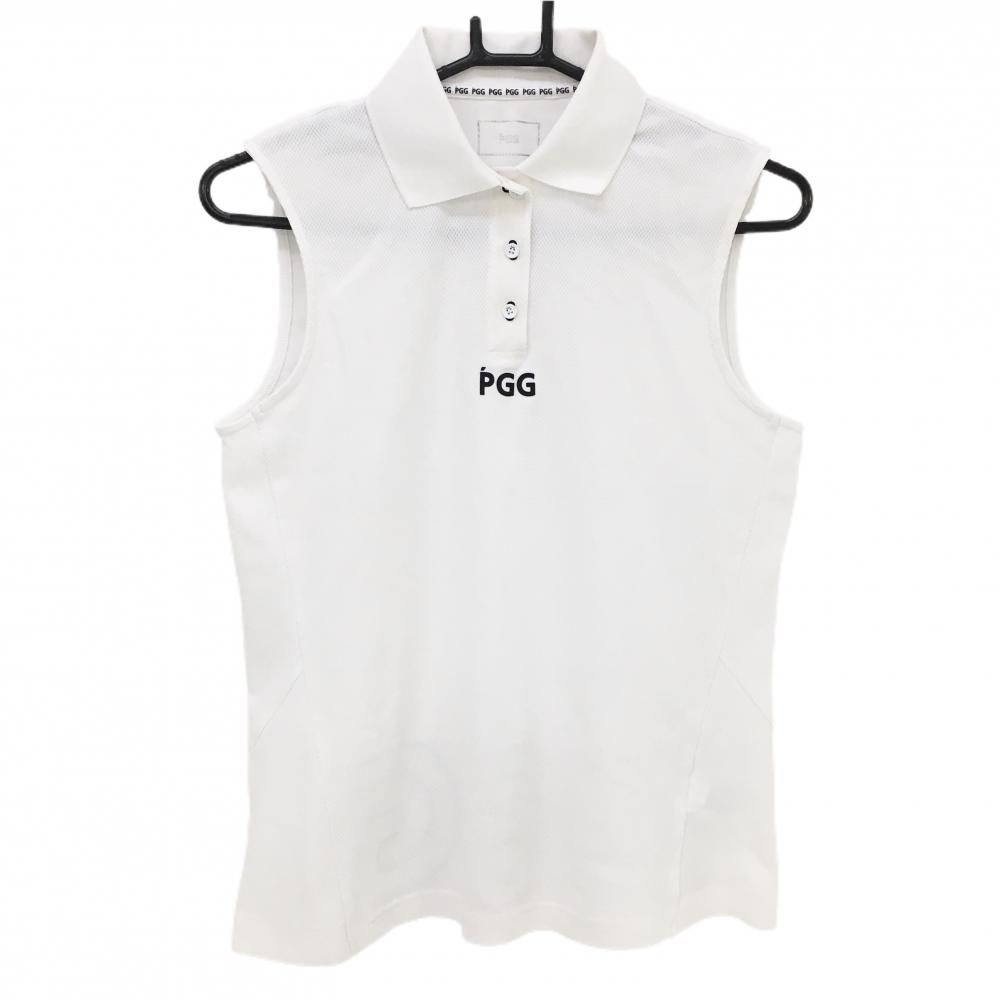 PGGパーリーゲイツ ノースリーブポロシャツ 白×黒 後裾ビッグロゴ レディース 1(M) ゴルフウェア PEARLY GATES - メルカリ