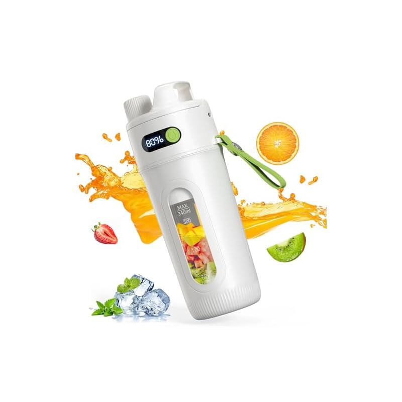 Aliliy ミキサー スムージー 小型 ジューサー 氷も砕ける Type-C USB急速充電 LEDディスプレ コードレス ブレンダー 野菜 果物 離乳食 健康ダイエット 一台多役 ...