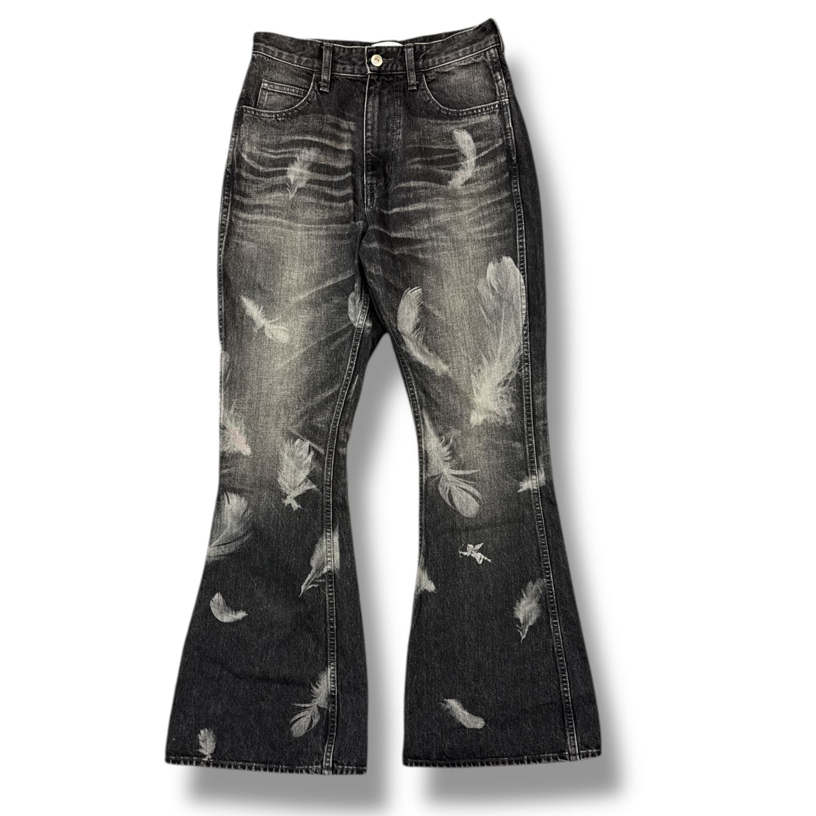 参考上代50600円 MASU 24AW FEATHER BELL-BOTTOM JEANS フェザーベルボトムジーンズ フレアデニムパンツ エムエーエスユー MBFW-PTB124L ...