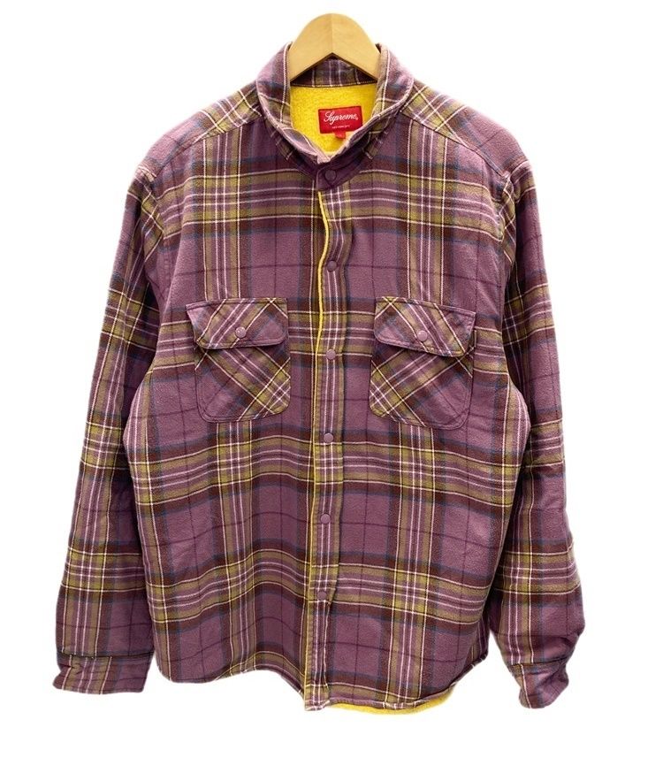 シュプリーム SUPREME Pile Lined Plaid Flannel Shirt Dusty Purple 18FW 紫 シャツ ジャケット 長袖シャツ チェック パープル Lサイズ ...