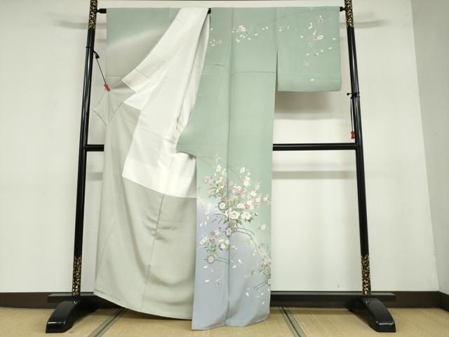 平和屋着物○訪問着 友禅 作家物 花車文 暈し染め 正絹 逸品