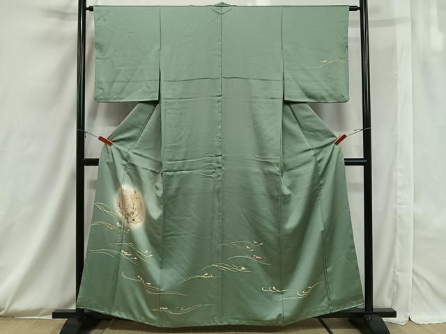 平和屋着物＊夏物 訪問着 縦絽 刺繍 立波文 銀糸 正絹 逸品 DAAR9917op