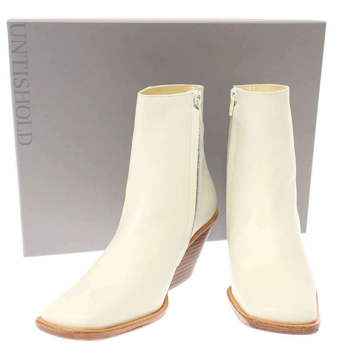 UNTISHOLD アンチショルド Naty-5 Spits チャンキーヒールショートブーツ 052101180300 ホワイト 37 - メルカリ