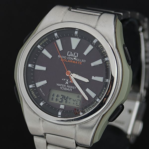 稼働 シチズン Q&Q UP08 電波ソーラー 黒文字盤 ラウンド メンズ腕時計 OSW 2000000 NSK - メルカリ