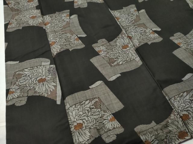 平和屋着物○本場大島紬 9マルキ 地空き 乱菊絵巻文 正絹 逸品