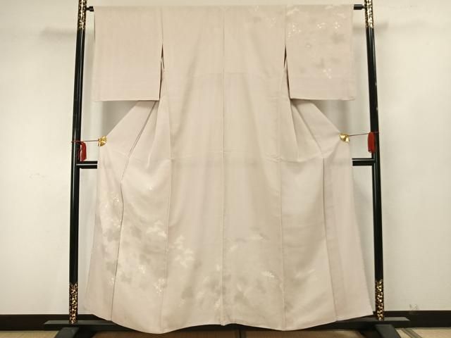 平和屋着物▽訪問着 無双 紗袷 紗×絽 手描き 草花文 銀