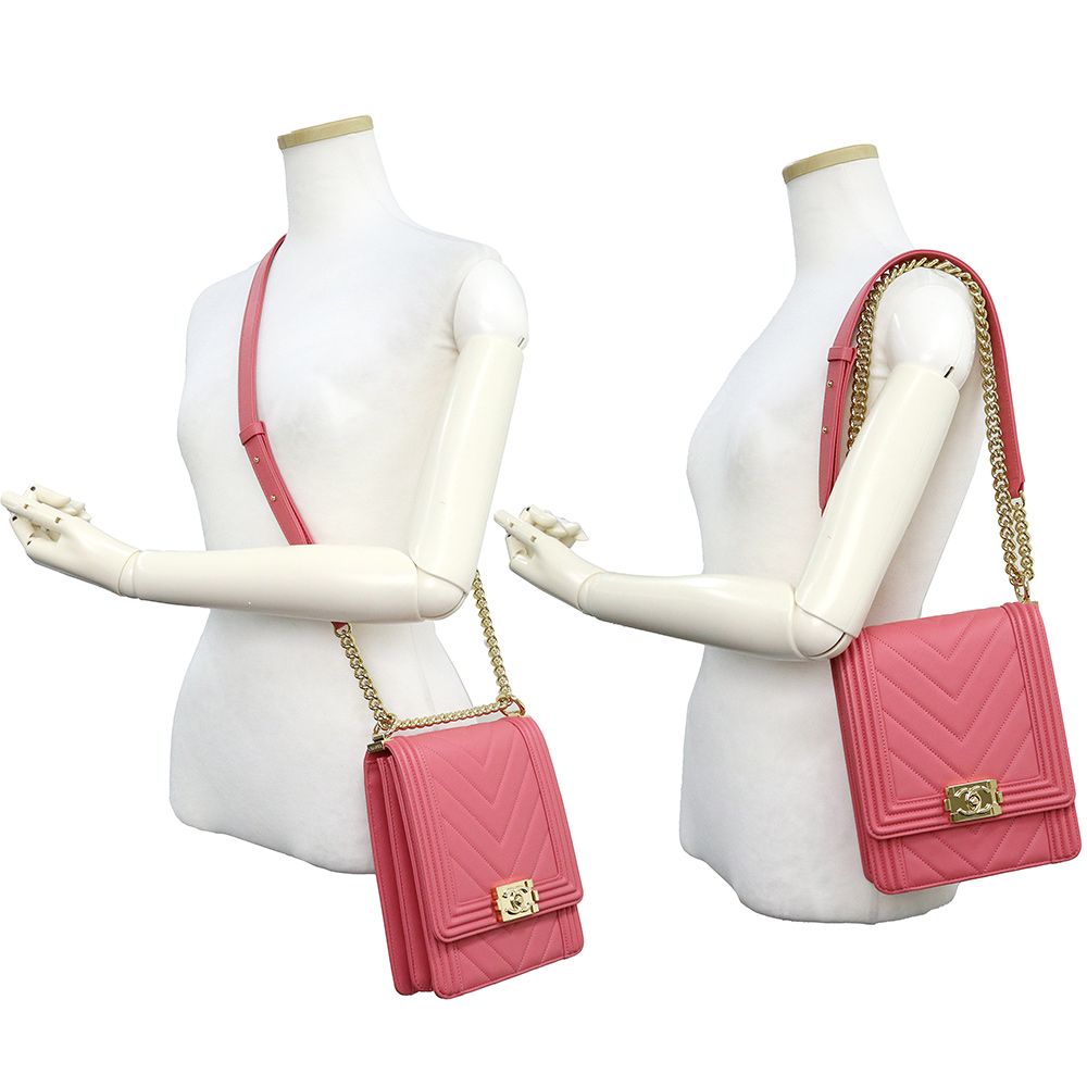 シャネル ボーイシャネル シェブロン Vステッチ 2Way チェーン