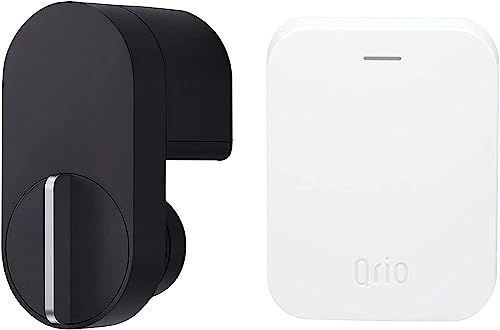 01.Qrio Lockブラック&Hubセット Qrio Lock・Qrio Hubセット スマホでカギを開閉 外出先からカギを操作できる スマートロック スマートフォン 電子キー 対応 キュ ...
