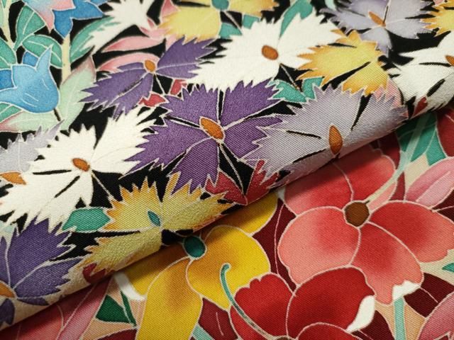 平和屋着物○本加賀友禅作家 直江良三 黒留袖 花鳥文 正絹 逸品