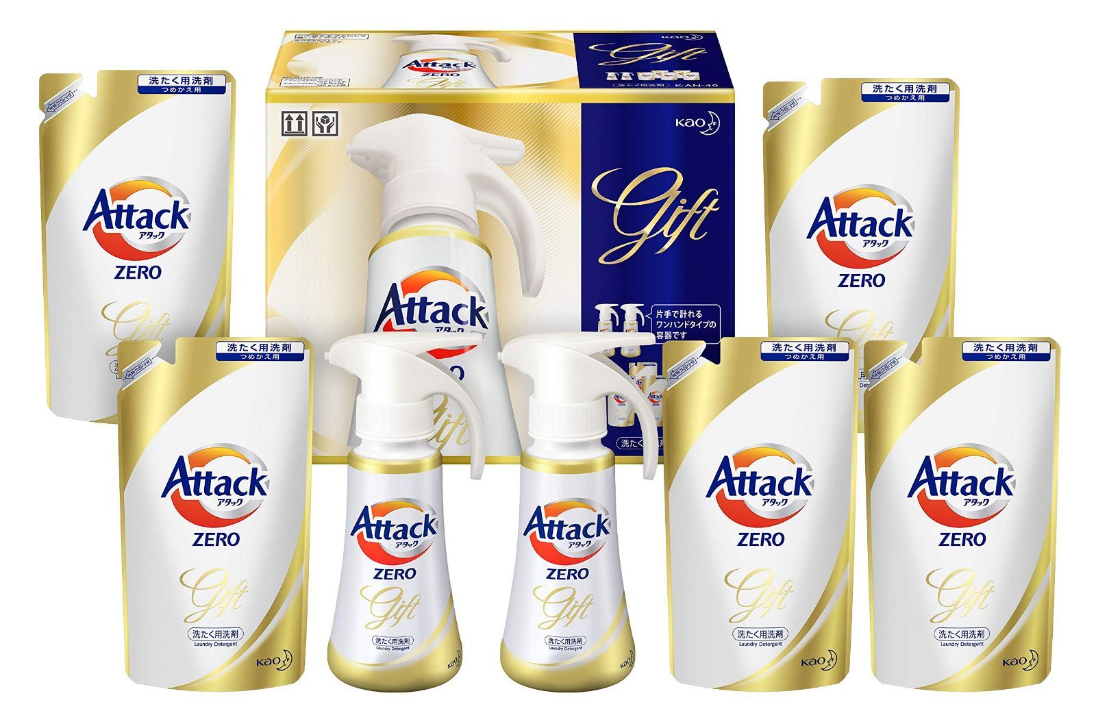 ScentName:微香_Size:7個アソート 【洗剤ギフト】 アタックZERO ワンハンドプッシュ400g*2本 つめかえ360g*5袋 (抗菌+プラス 24時間部屋干し臭を防ぐ) - メルカリ